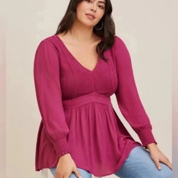 torrid | Tops | Torrid Nwt Dark Pick Peasant Blouse Plus Size 4x ...